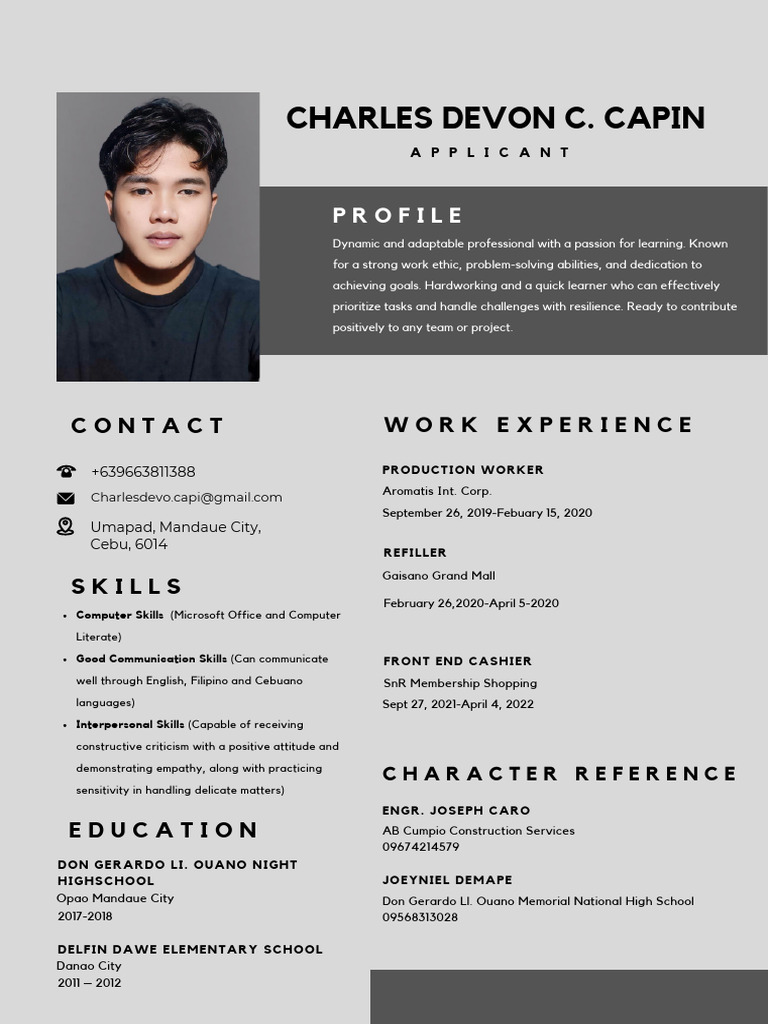 Charles Resume | PDF | Cognitive Science | Psychology