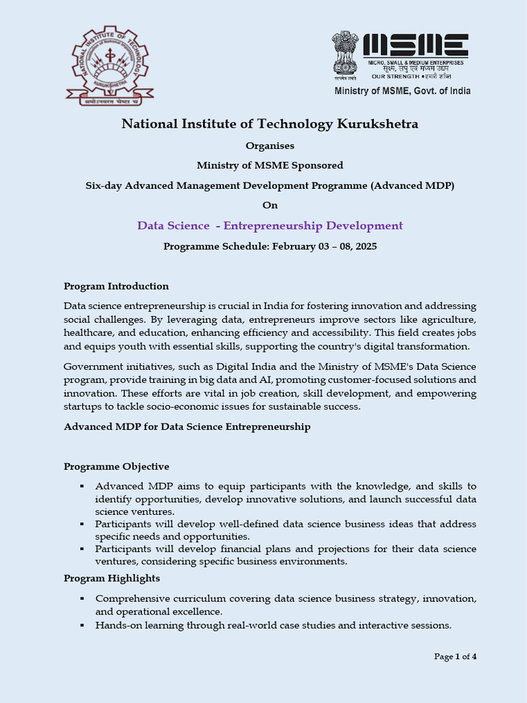 Advanced MDP Brochure | PDF | Entrepreneurship | Science