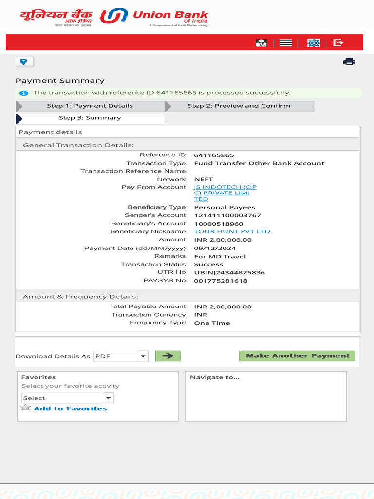 Finacle E-Banking Payment Summary 5 | PDF