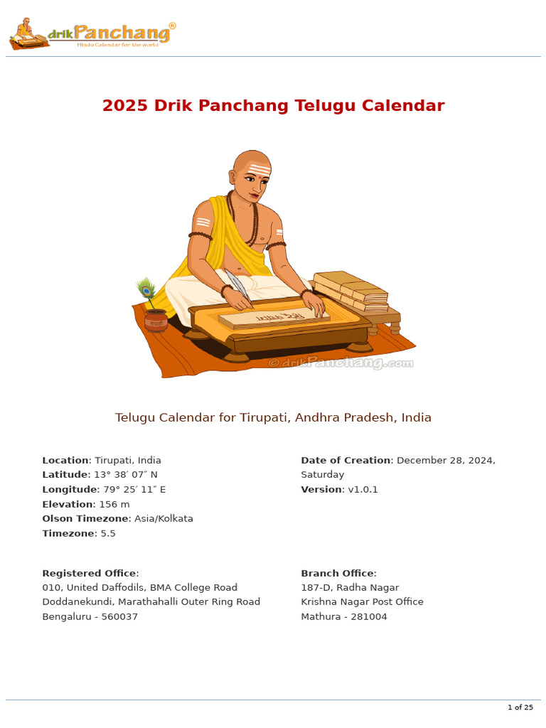 2025 Drik Panchang Telugu Calendar v1.0.1 | PDF | Religious Holidays ...