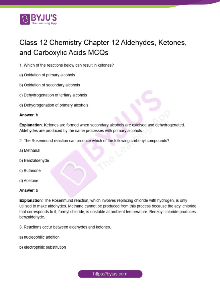 Chapter 12 Aldehydes Ketones and Carboxylic Acids | PDF | Aldehyde | Ketone