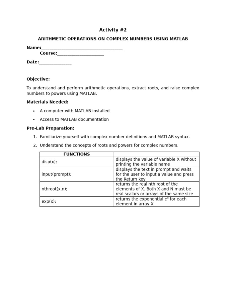 Activity 2 | PDF | Matlab | Complex Number
