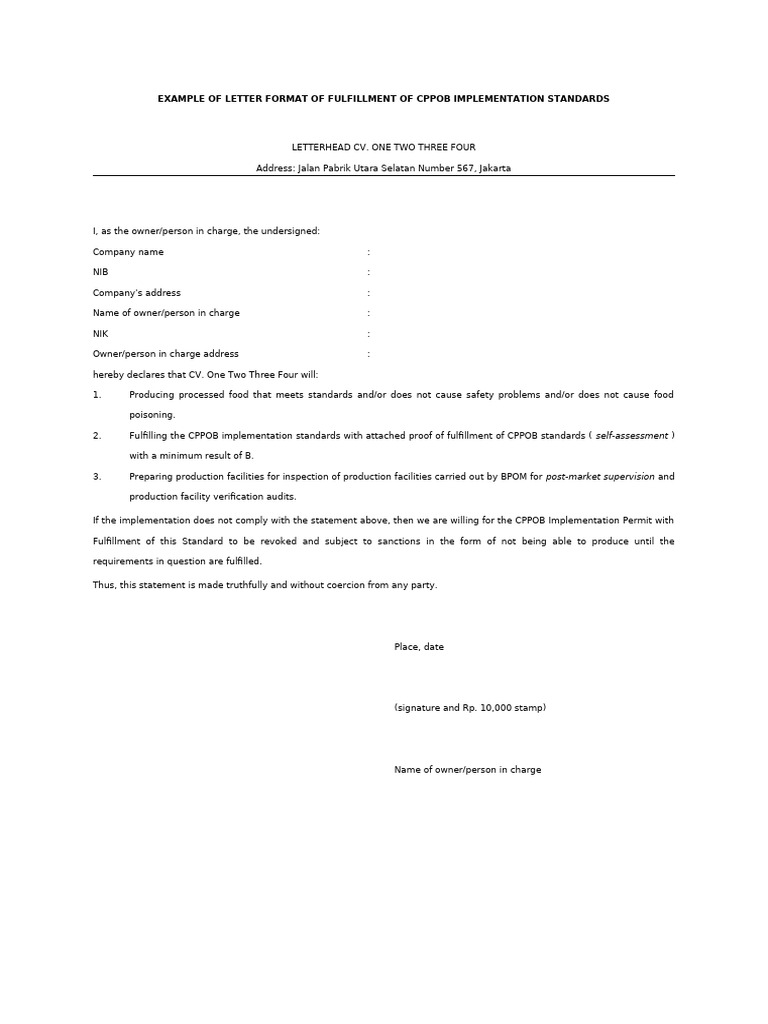 (Updated 2022) Letter of Compliance With CPPOB Implementation Standards (Medium Risk) - 01032022 ...