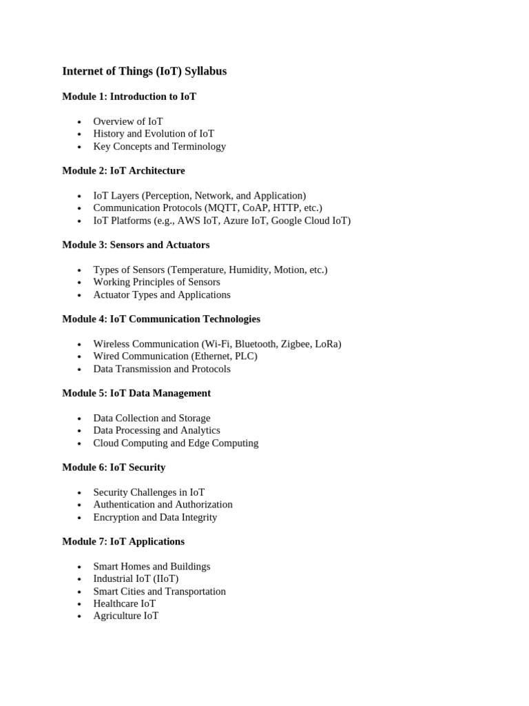 Internet of Things Syllabus | PDF