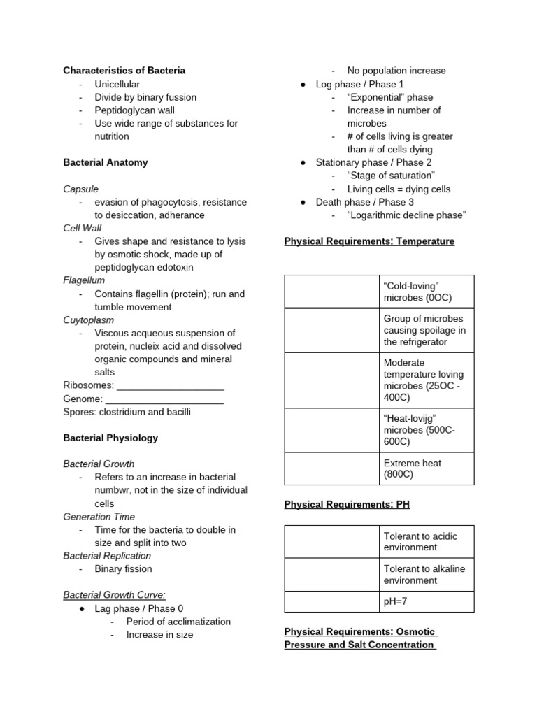 Bacterial Characteristics and Growth | PDF | Growth Medium | Bacteria
