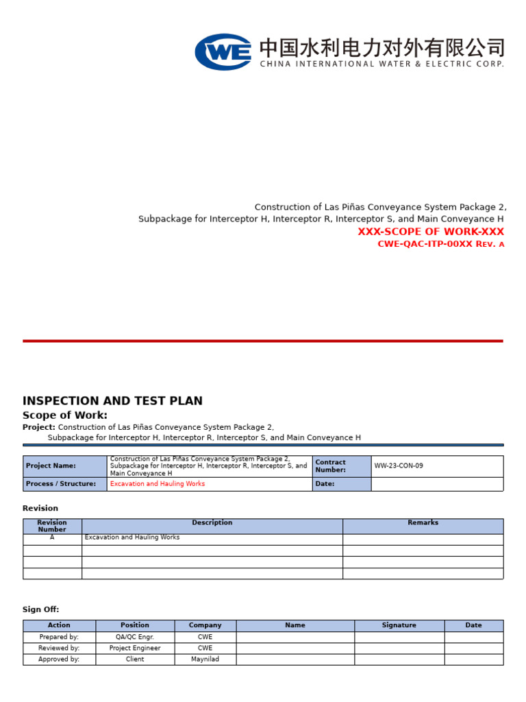 Itp Template | PDF