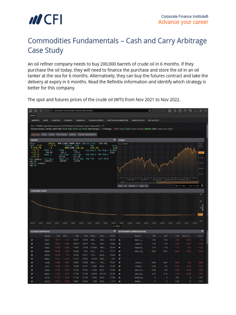 Commodities Fundamentals Case Study 1 - Cash and Carry Arbitrage - Solution | PDF | Futures ...