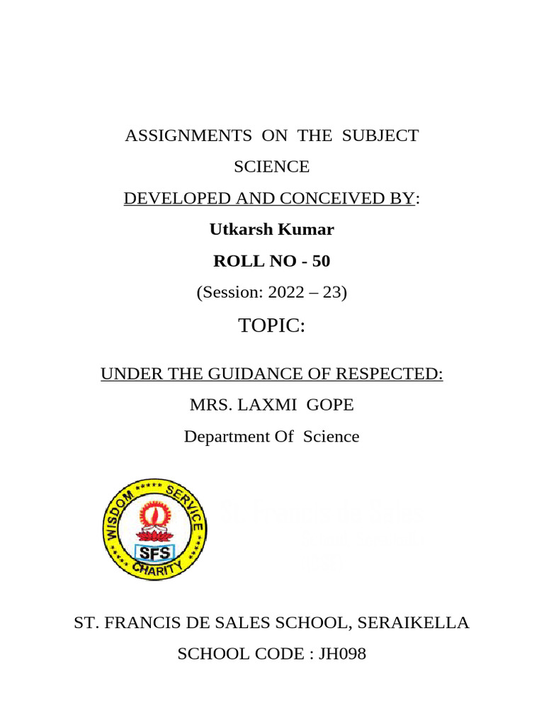 Assignments on the Subject | PDF