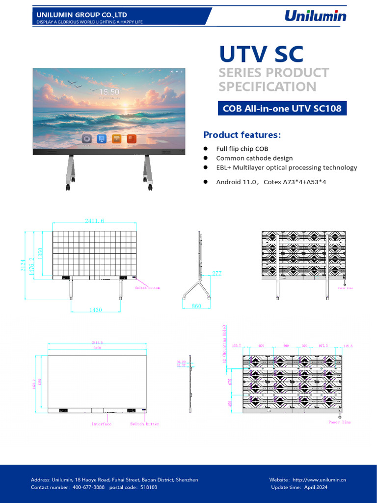 洲明规格书UTV SC 108 | PDF | Pixel | Video