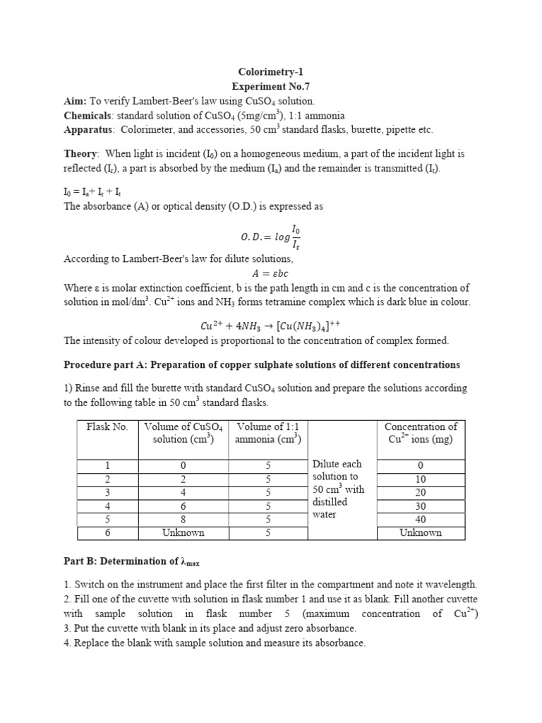 colorimetry-1 | PDF | Absorbance | Optics