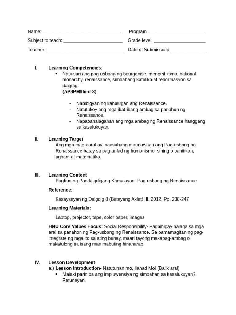 Lesson Plan - KLM | PDF