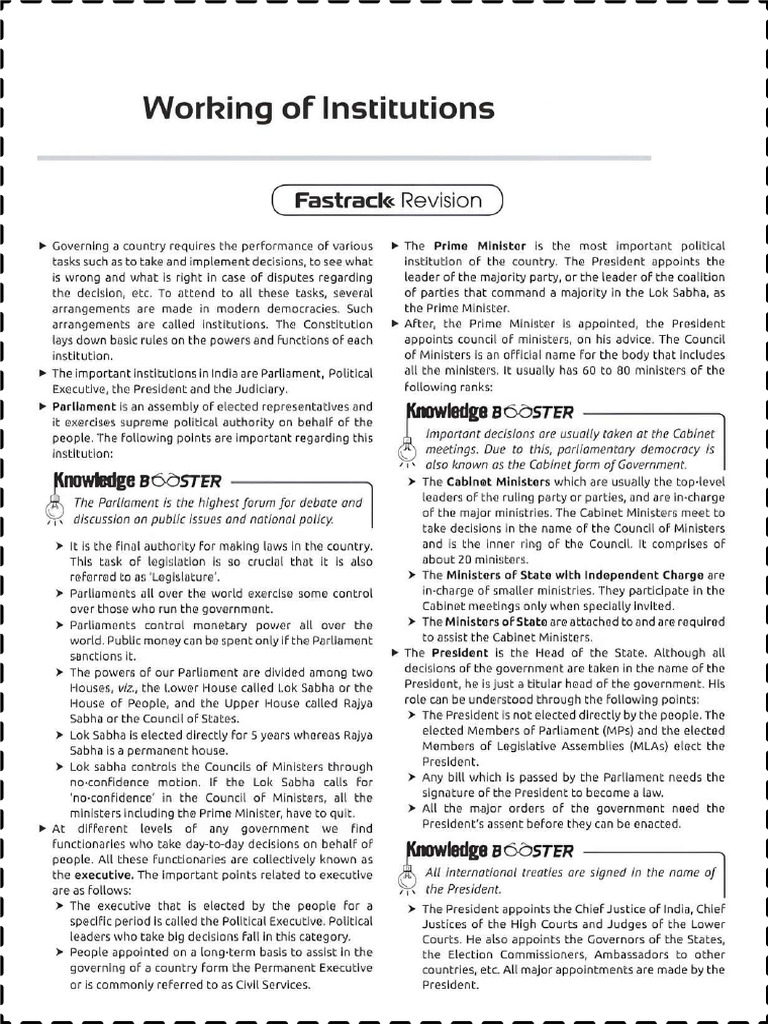 Working of Institutions | PDF