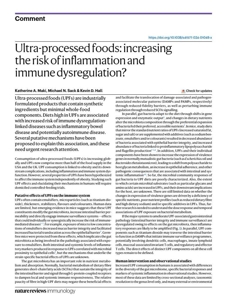 NATURE - Ultra-processed food - increasing the risk of inflammation and ...