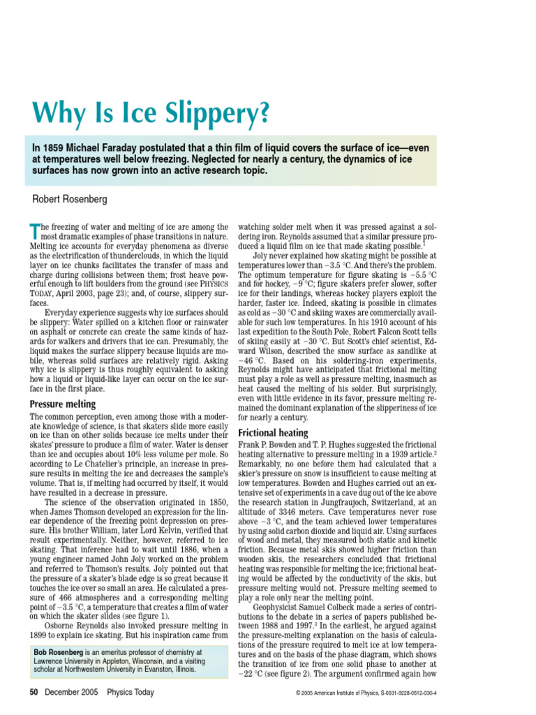 Rosenberg Why Is Ice Slippery PT | PDF | Ice | Liquids