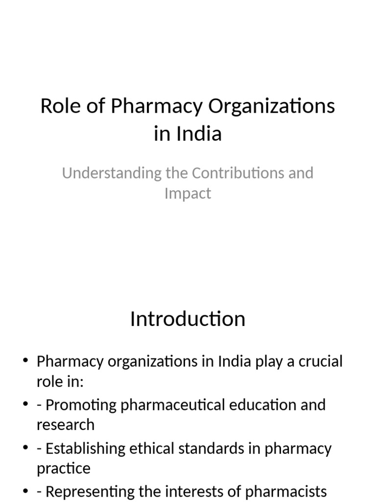 Impact of Pharmacy Organizations in India | PDF