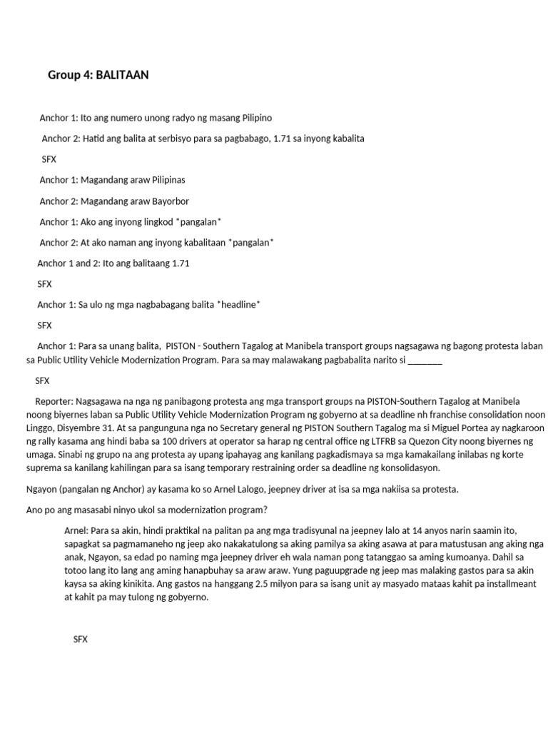 G4 Balitaan | PDF