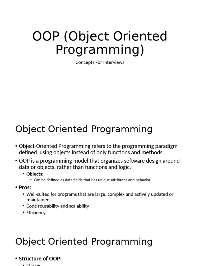OOP Concepts | PDF | Class (Computer Programming) | Object Oriented Programming