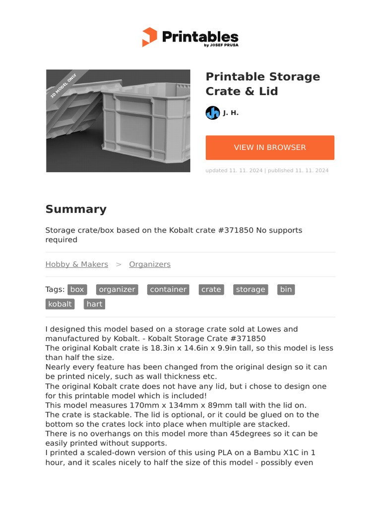 Kobalt Storage Crate with Lid Design | PDF