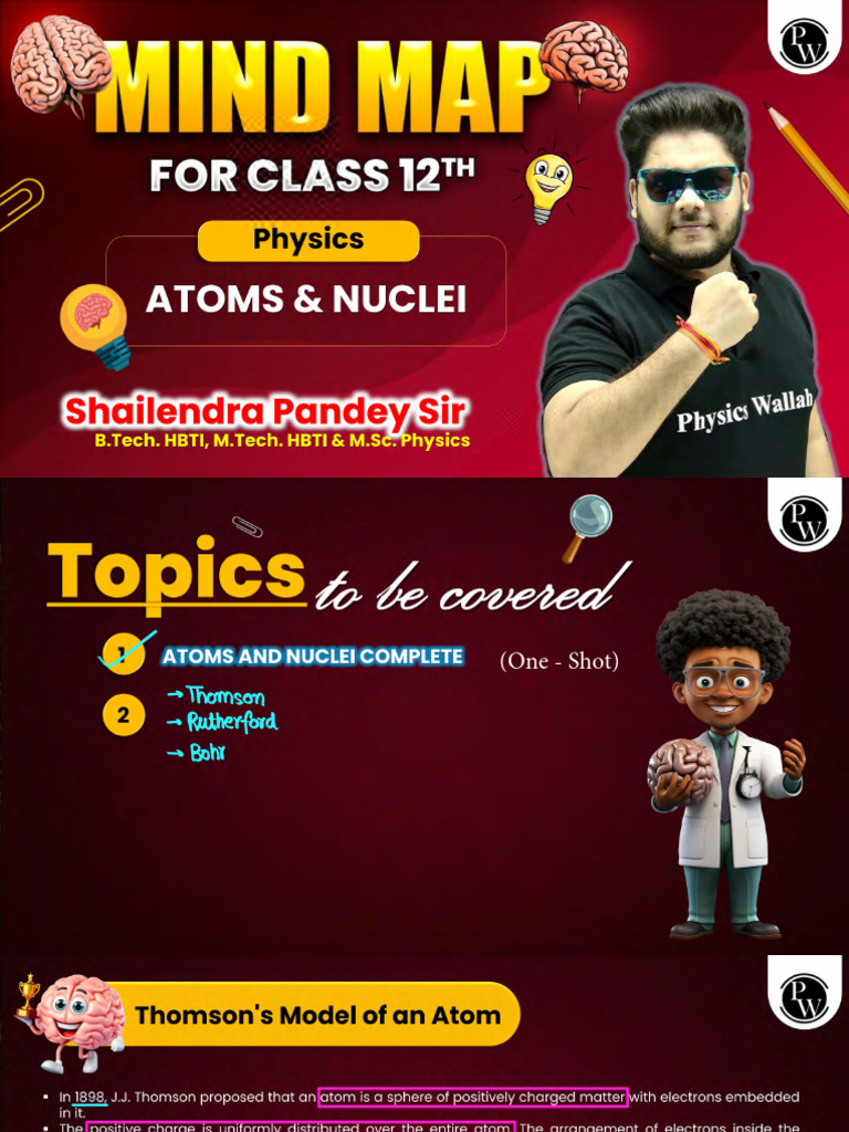 Atoms + Nuclei: Class Notes - Class 12th Mind Map Series | PDF