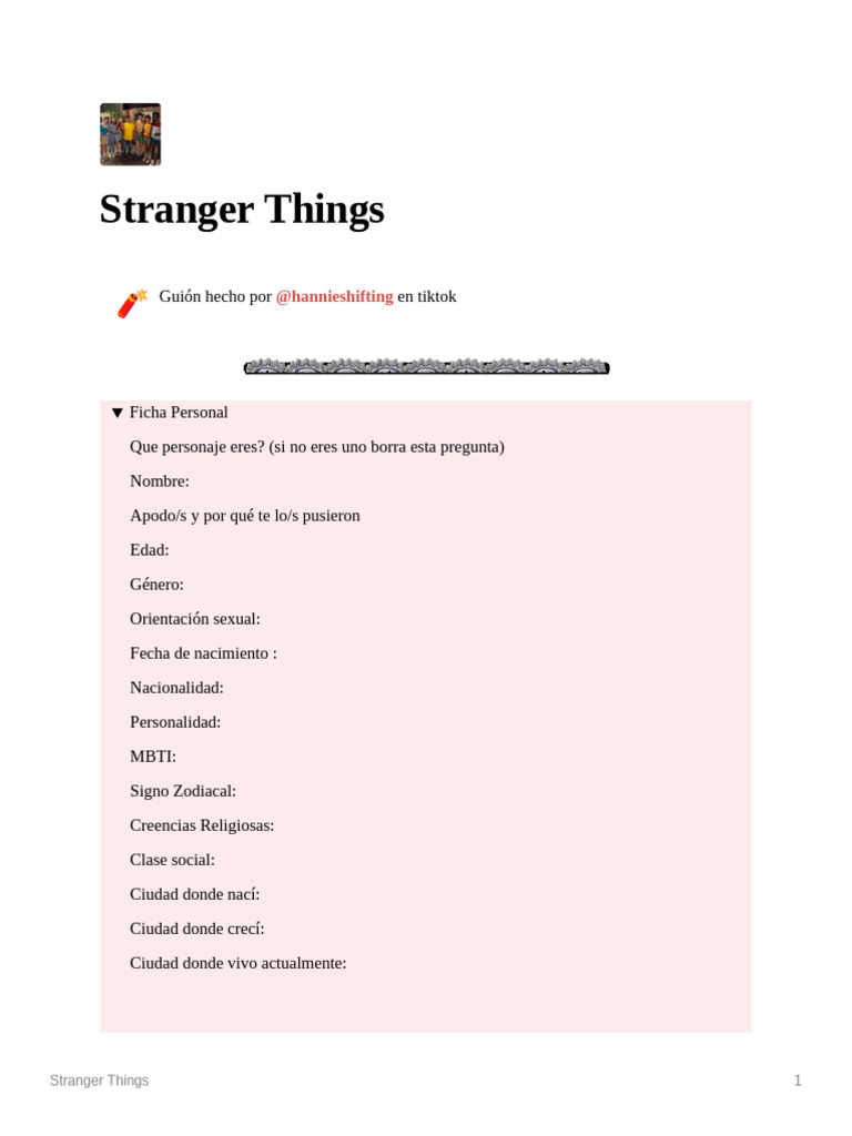 Guía de Personaje Stranger Things | PDF