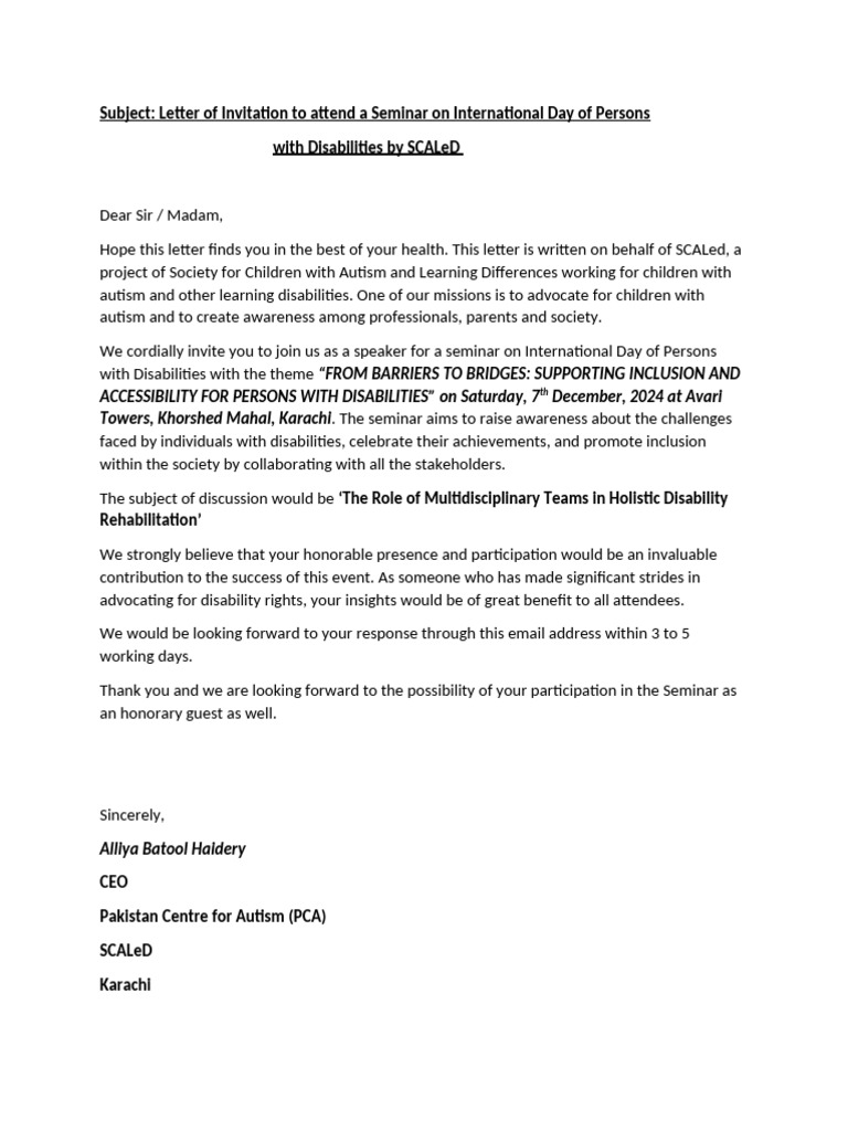 Speaker Letter | PDF