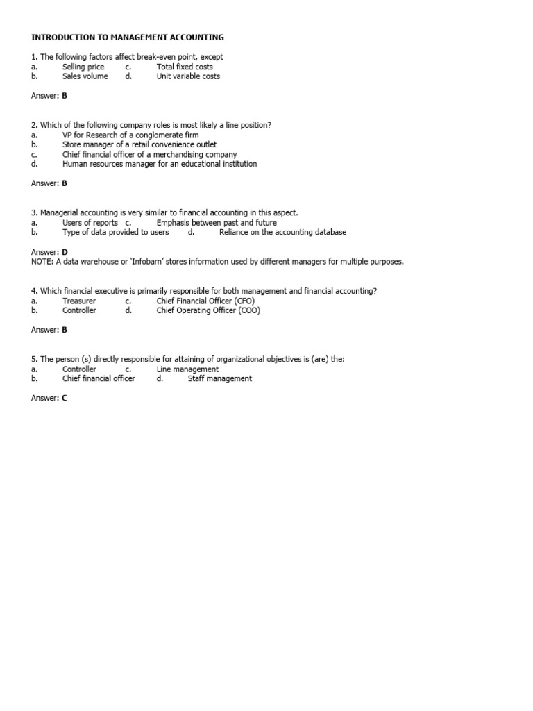 Comprehensive Exam in Management Accounting | PDF | Cost Of Capital ...