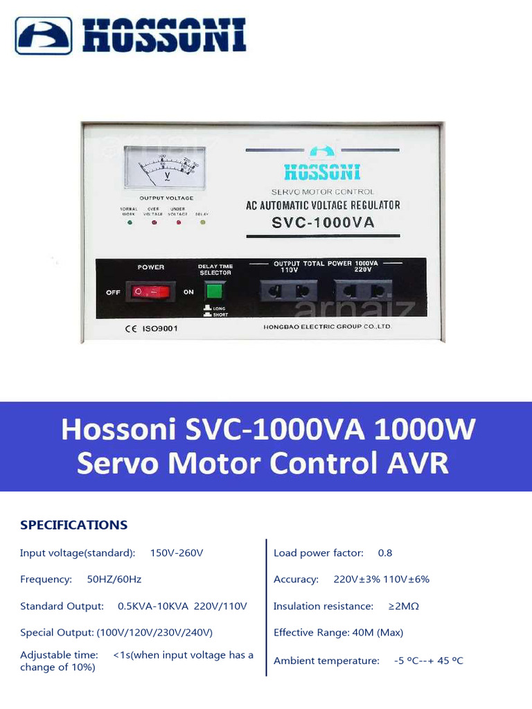 Hossoni AVR 1000W Datasheet | PDF