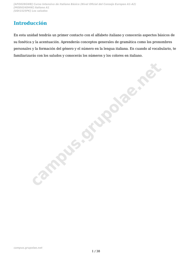 Los Saludos | PDF | Idioma italiano | Alfabeto