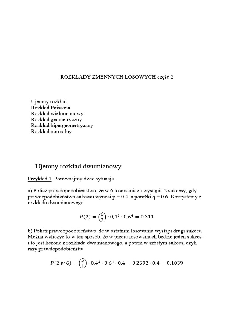 Rozkłady Zmiennych Losowych 2 | PDF