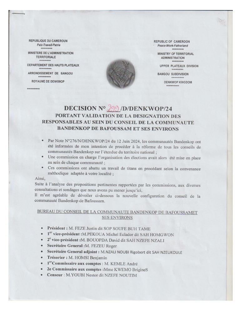 Decision N°299 Bafoussam | PDF