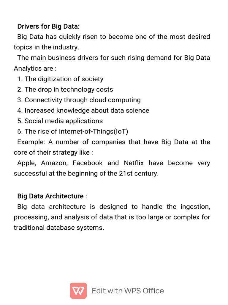 Unit II Big Data Architecture | PDF | Big Data | Analytics