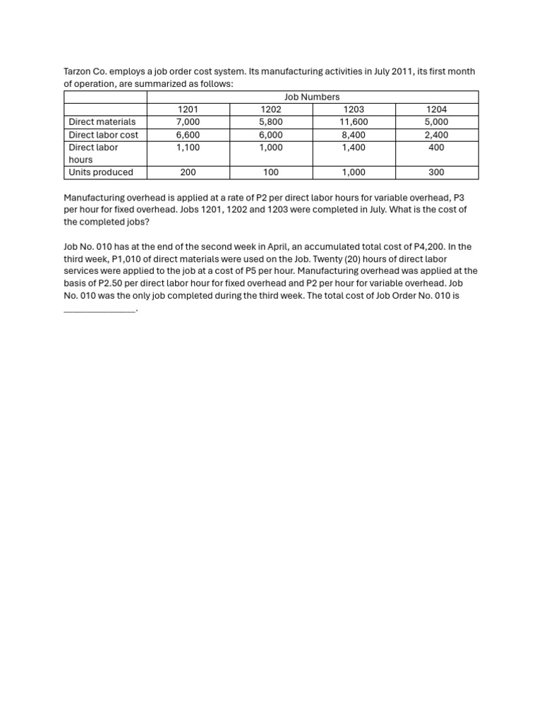 Guided Exercises ABC and Job Order Costing 2 | PDF