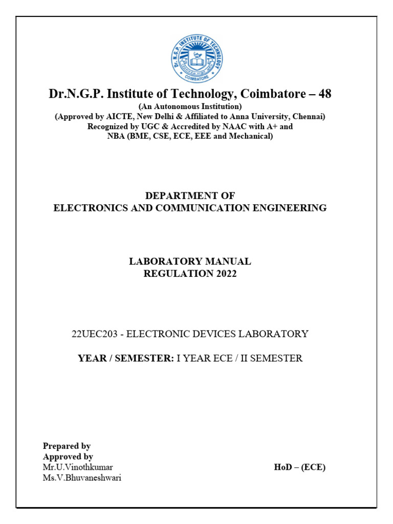 EDC LAB MANUAL_ALL Exp | PDF | Rectifier | P–N Junction