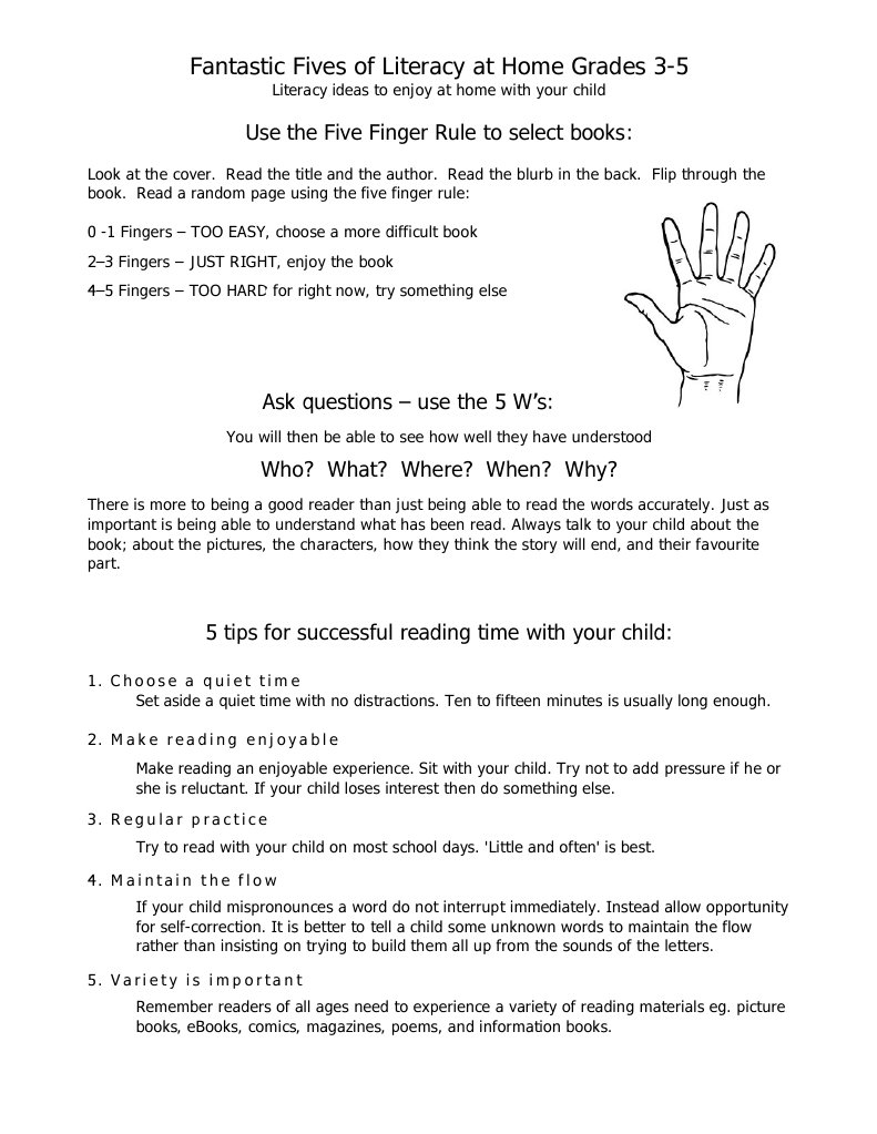 Five Finger Rule for Book Selection | PDF | Books | Communication