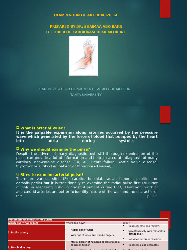 Arterial Pulse PPT | PDF | Pulse | Blood Pressure