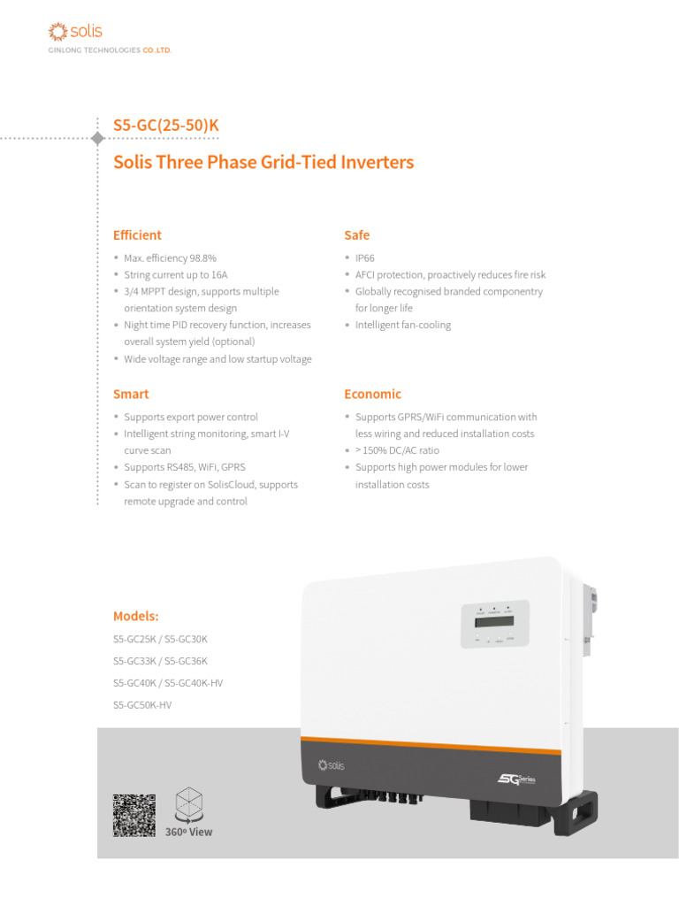 Solis Datasheet S5-GC (25-50) K Global V3,4 202411 | PDF | Alternating Current | Electrical ...