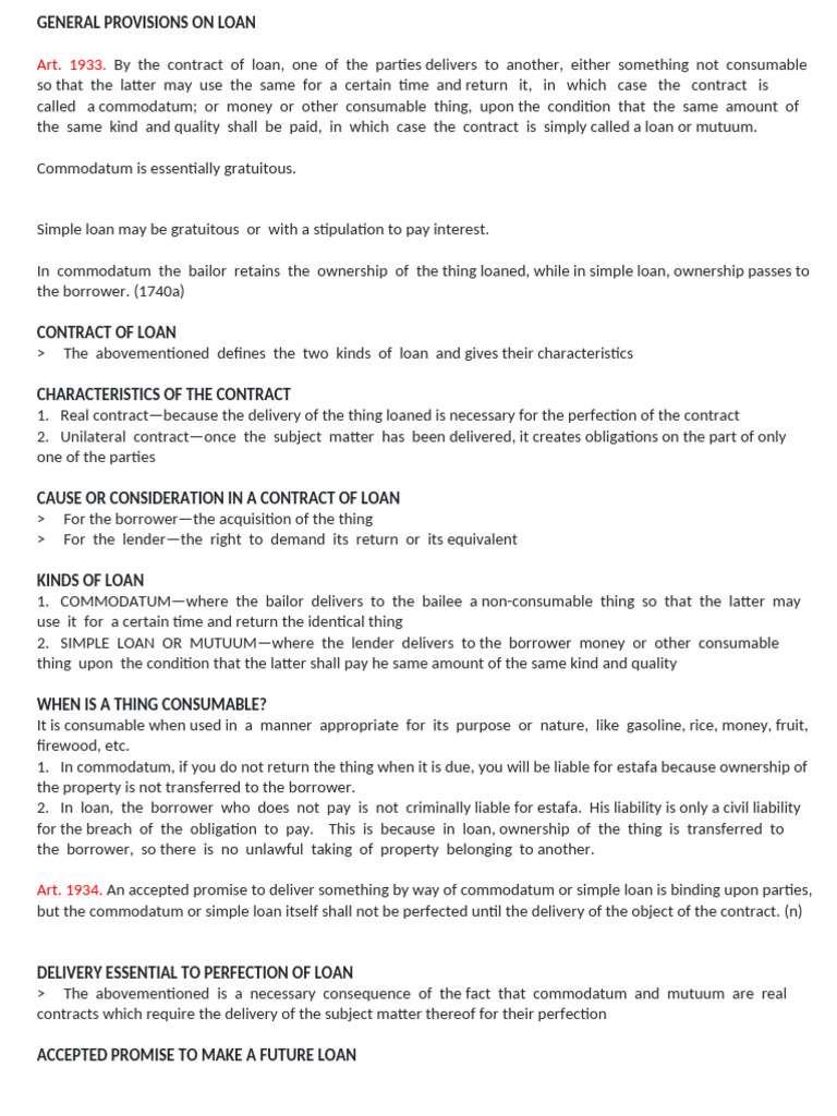 Types and Characteristics of Loans | PDF | Loans | Interest