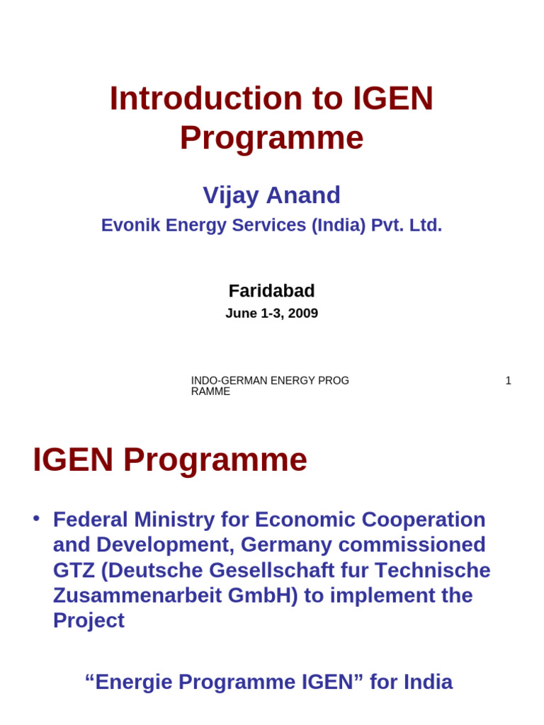 IGEN Programme Presentation at Faridabad | PDF | Energy Conservation ...