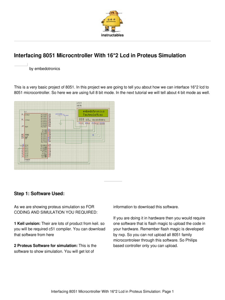 Interfacing 8051 Microcntroller With 162 LCD in PR | PDF ...