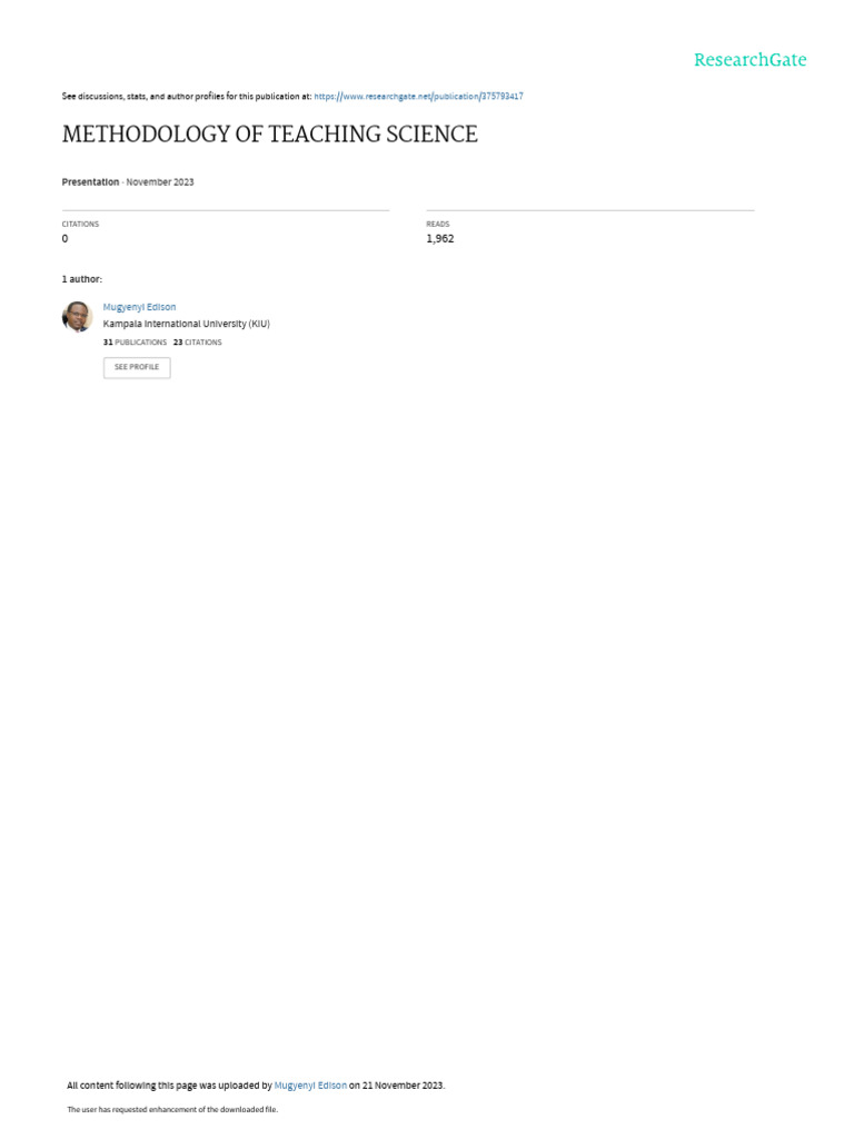 METHODOLOGYOFTEACHINGSCIENCE | PDF | Teaching Method | Learning