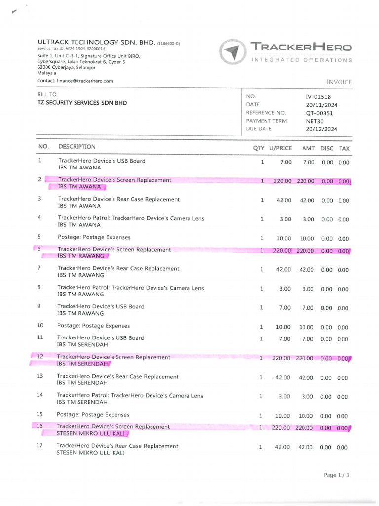List Device Rosak Dan Pecah | PDF