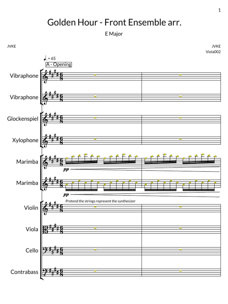 Golden Hour - Front Ensemble Arr. | PDF | Musical Instruments | Music ...