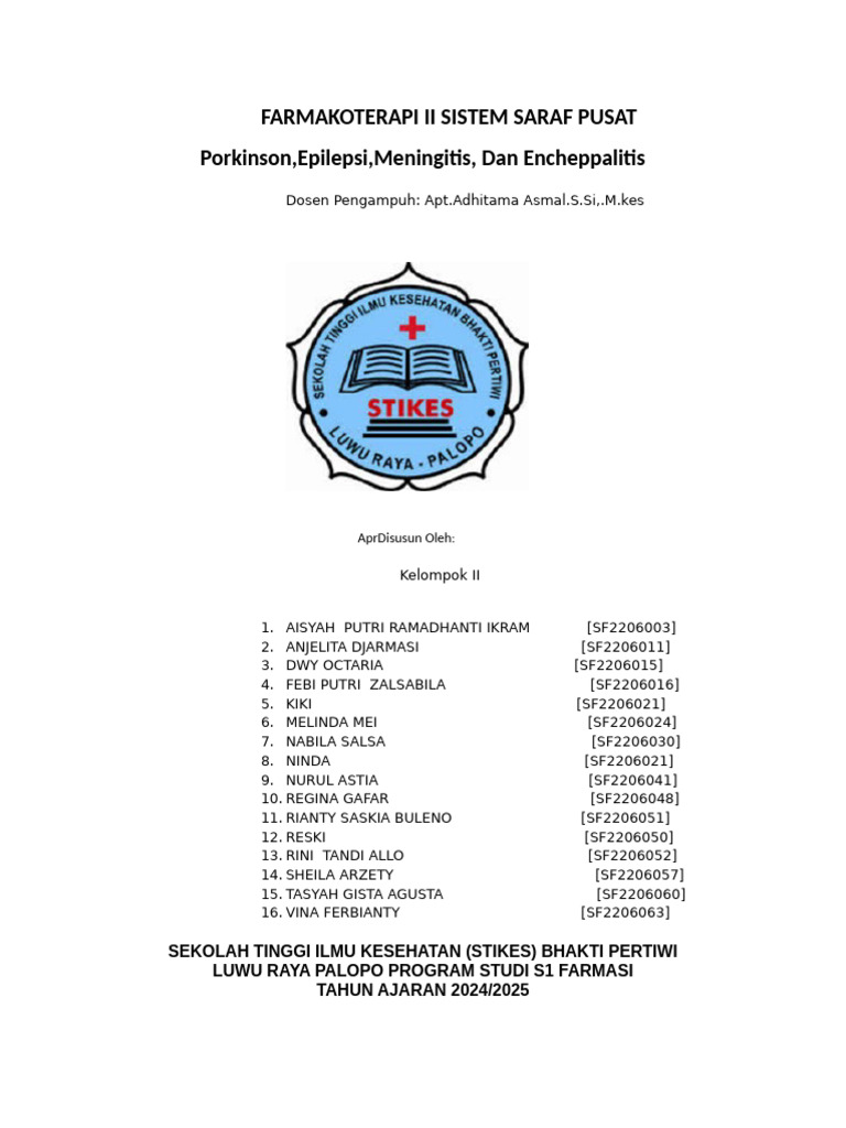 (Pak Adit)Farmakoterapi II Sistem Saraf Pusat | PDF