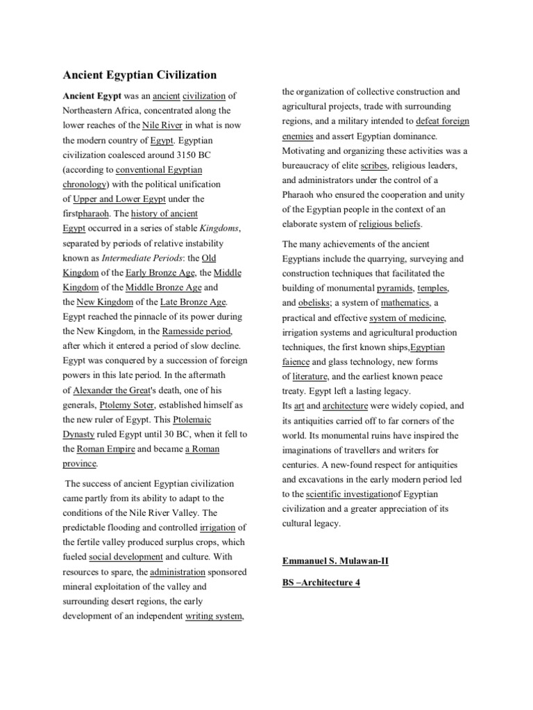 Ancient Egyptian Civilization | PDF