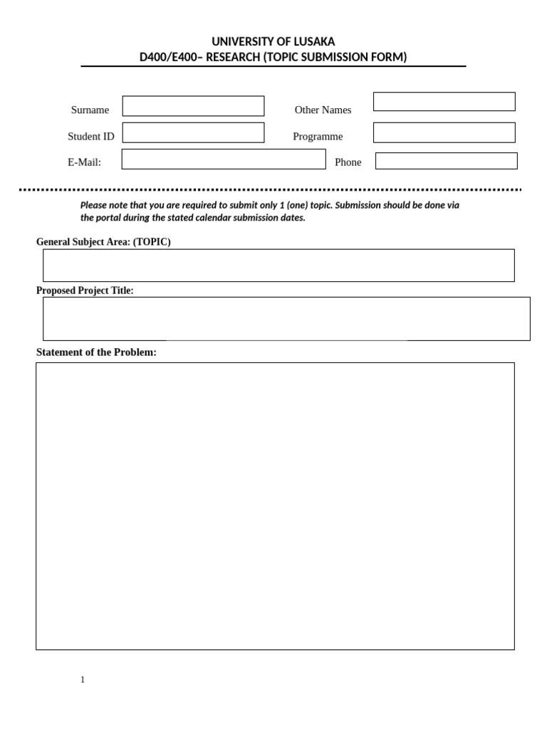 Individual Research Topic Submission Form | PDF
