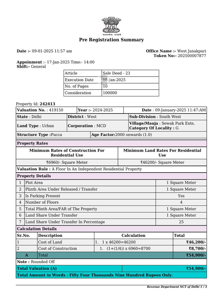 Veena Devi Sale Deed Summary | PDF