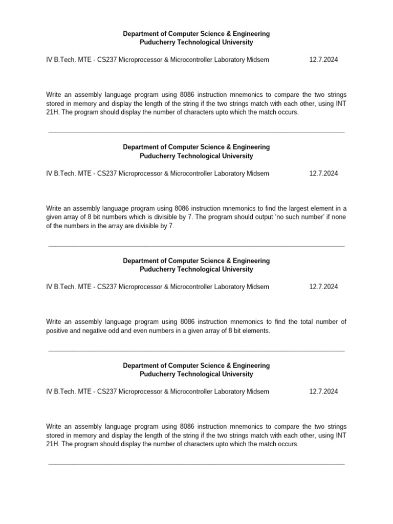 CS237-MIDSEM-MTE | PDF | Assembly Language | Integer (Computer Science)