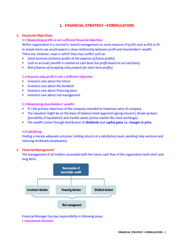 Financial Strategy Formulation | PDF | Dividend | Share Repurchase
