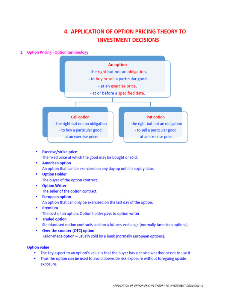 Application of Option Pricing Theory To Investment Decisions-2 | PDF ...