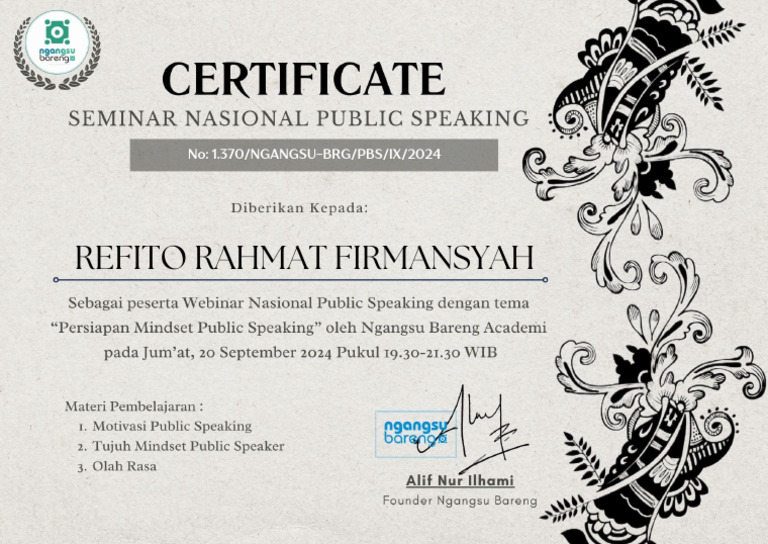 Certif 20 September - 70 | PDF